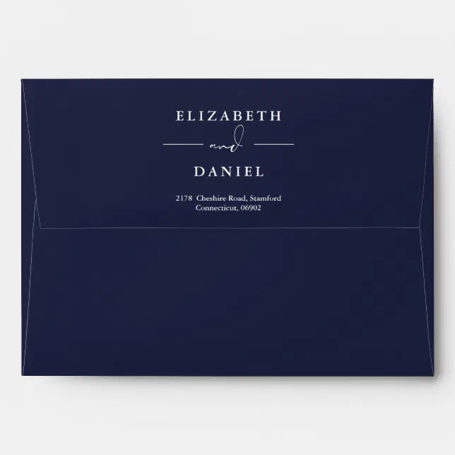 Elegant Floral Greenery Navy Blue Return Address Envelope | Zazzle