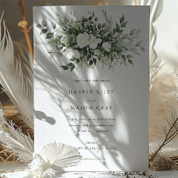 Elegant Floral Greenery Wedding Invitation | Zazzle