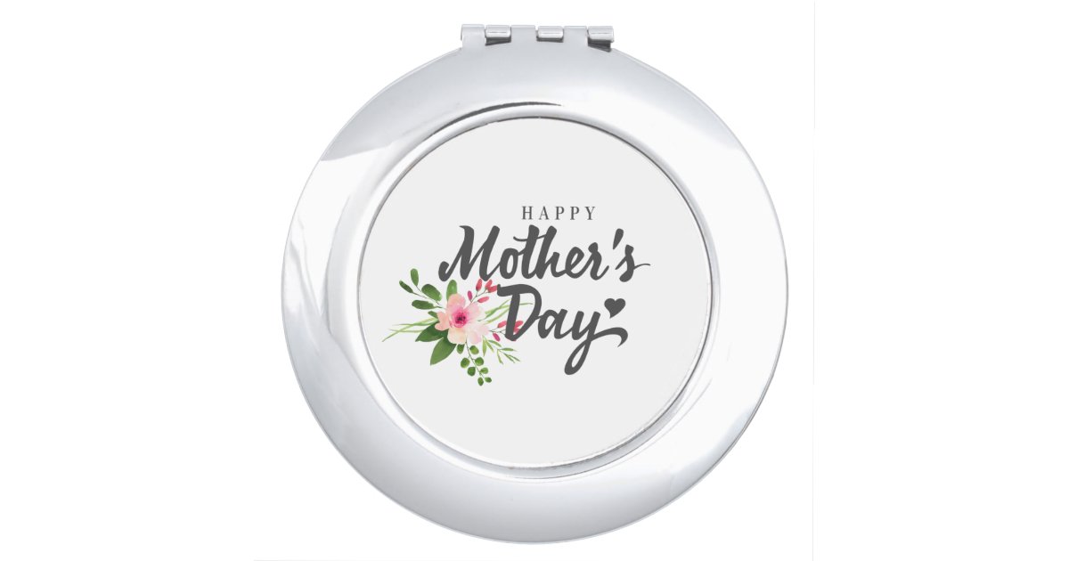 Elegant Floral Happy Mother's Day | Compact Mirror | Zazzle
