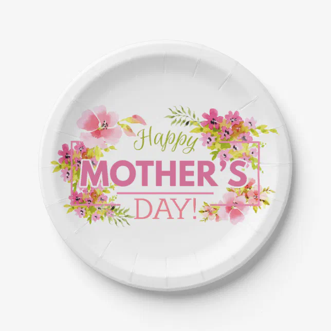 Elegant Floral Happy Mother's Day | Paper Plate | Zazzle