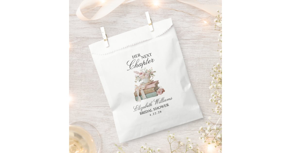 Elegant Floral Her Next Chapter Bridal Shower Favor Bag | Zazzle