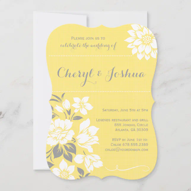 Elegant Floral II-Yellow Invitation | Zazzle
