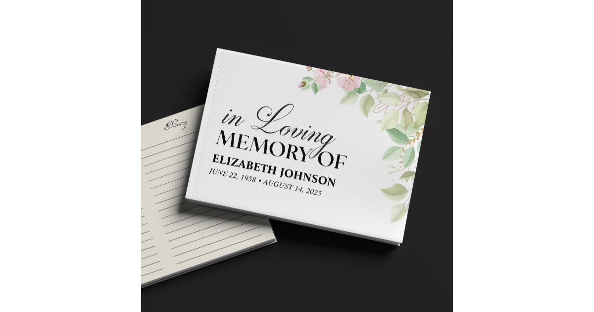 Elegant Floral In Loving Memory Funeral Guest Book | Zazzle