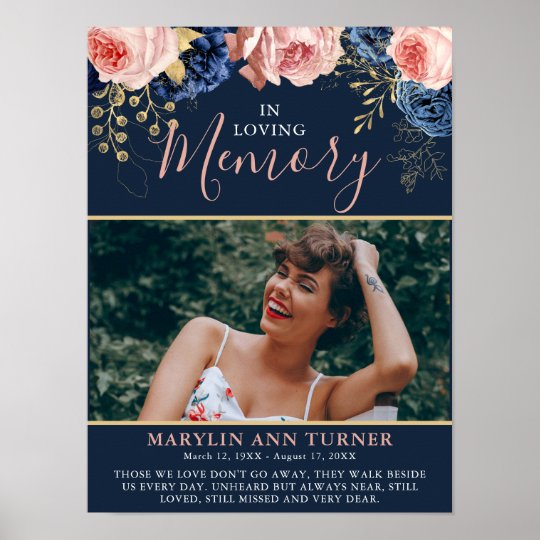 Elegant Floral 'In Loving Memory' Funeral Memorial Poster | Zazzle.com