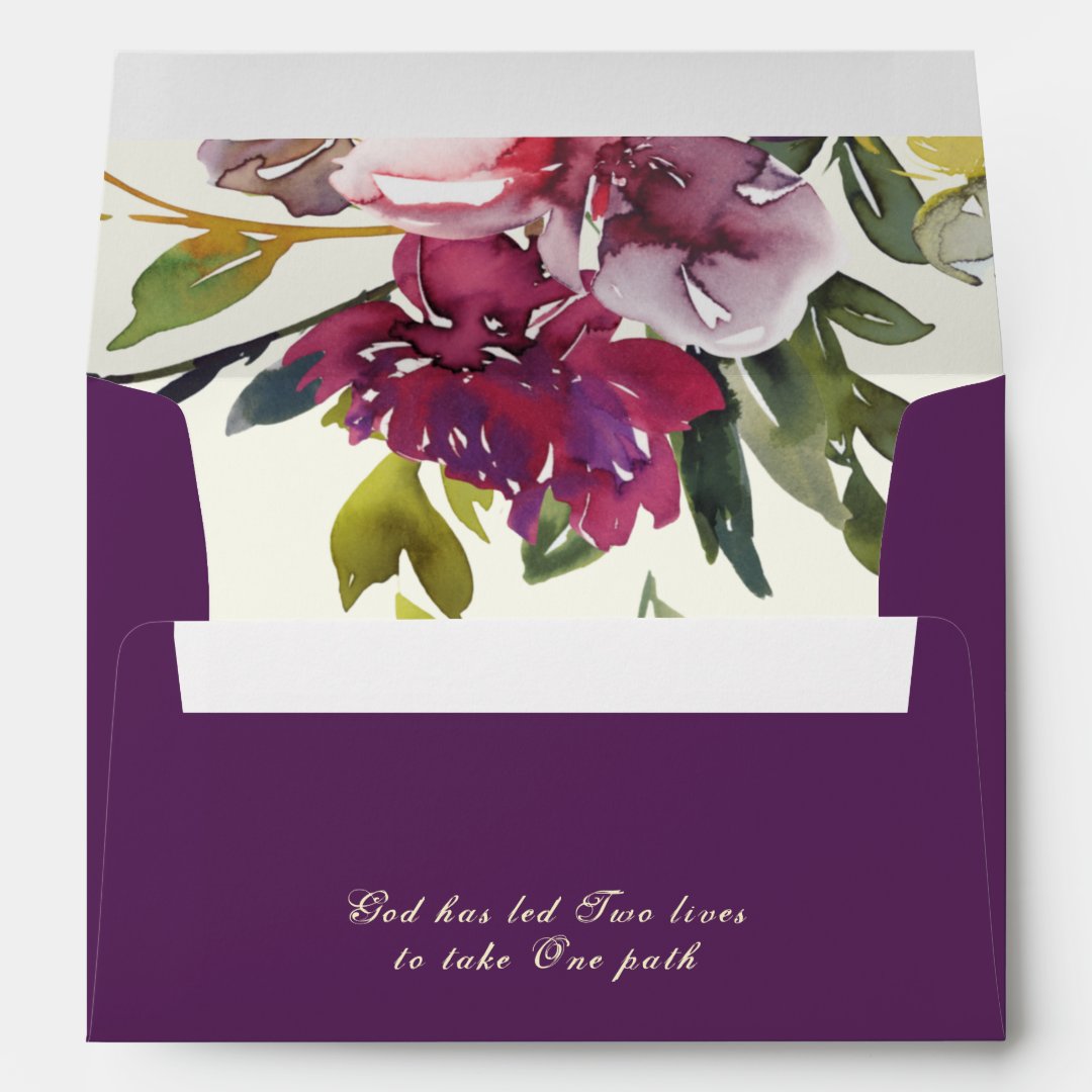 Elegant Floral Inspirational Wedding Dark Purple Envelope | Zazzle