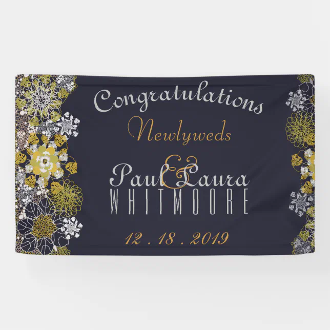 Elegant Floral Lace Party Wedding Banner | Zazzle