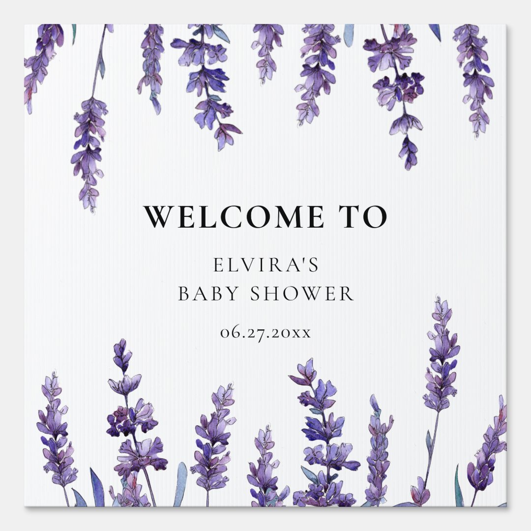 Elegant floral lavender Baby Shower welcome Sign | Zazzle