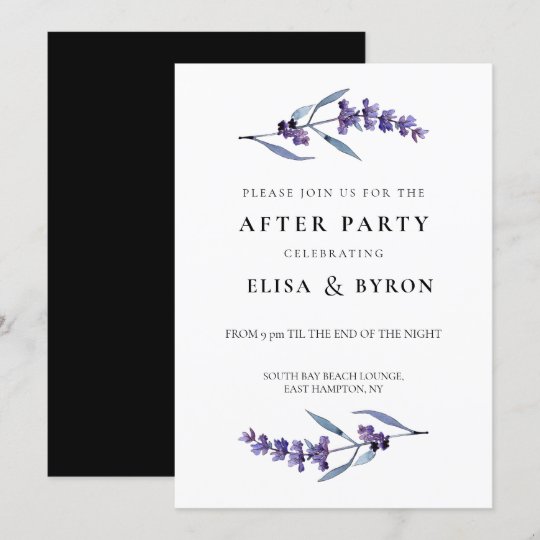 Elegant floral lavender wedding after party invitation | Zazzle.com