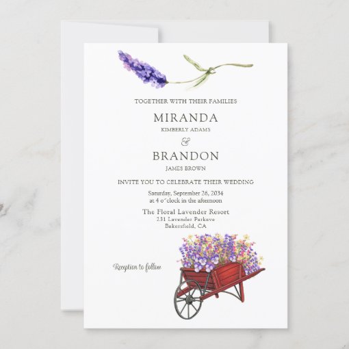Elegant Floral Lavender Wedding Invitation | Zazzle
