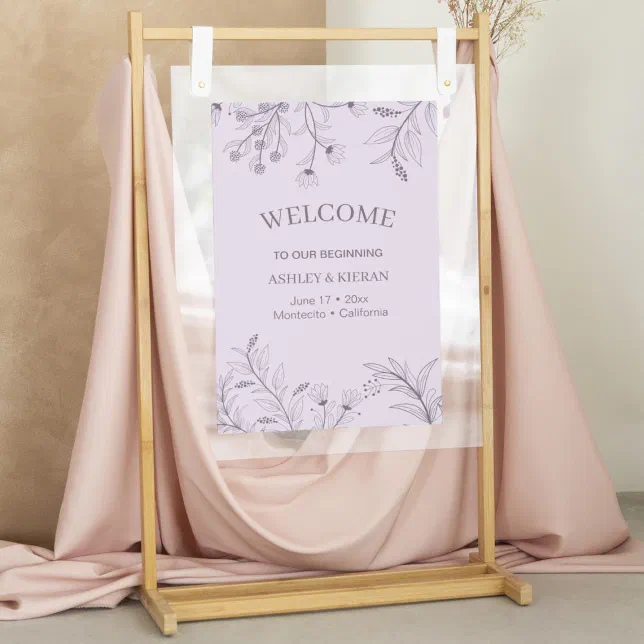 Elegant Floral Lavender Welcome Wedding Poster | Zazzle