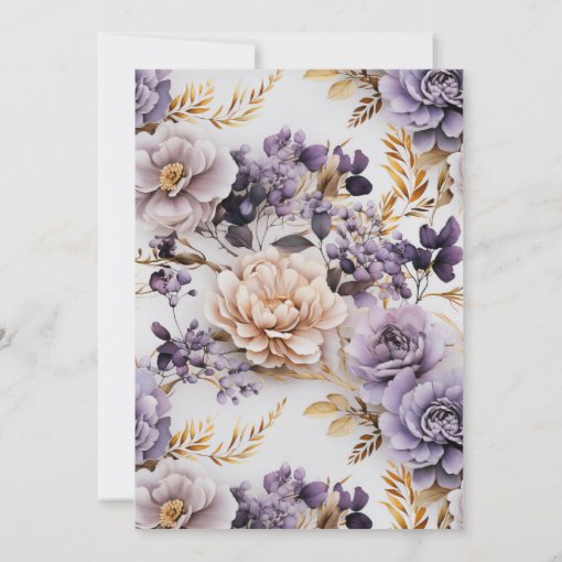 Elegant Floral Lilac Purple Gold Wedding Invitation | Zazzle