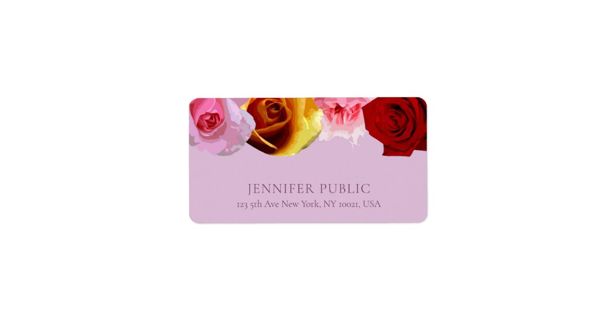 Elegant Floral Modern Design Roses Artwork Address Label | Zazzle