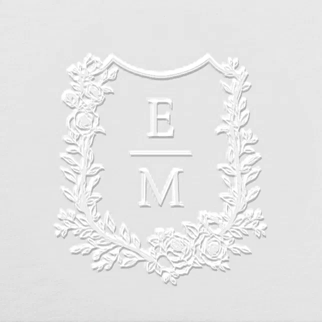 Elegant Floral Monogram Crest Wedding Embosser | Zazzle