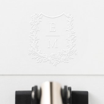 Elegant Floral Monogram Crest Wedding Embosser | Zazzle