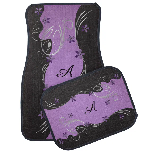 Elegant Floral Monogram Design Car Floor Mat | Zazzle