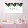 Elegant Floral Navy Blue and Plum | Welcome Banner | Zazzle
