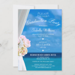 Elegant Floral Ocean Beach Summer Graduation Party Invitation | Zazzle
