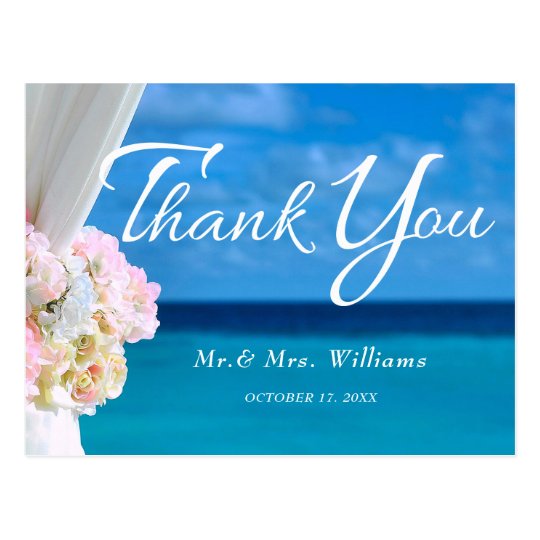 Elegant Floral Ocean Beach Summer Thank You Postcard | Zazzle.com