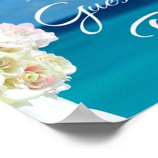Elegant Floral Ocean Beach Summer Wedding Sign | Zazzle