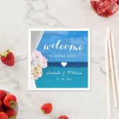 Elegant Floral Ocean Beach Wedding Welcome Paper Napkins | Zazzle