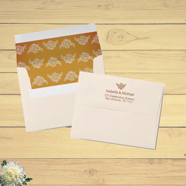 Elegant Floral on Terracota Wedding Envelope | Zazzle