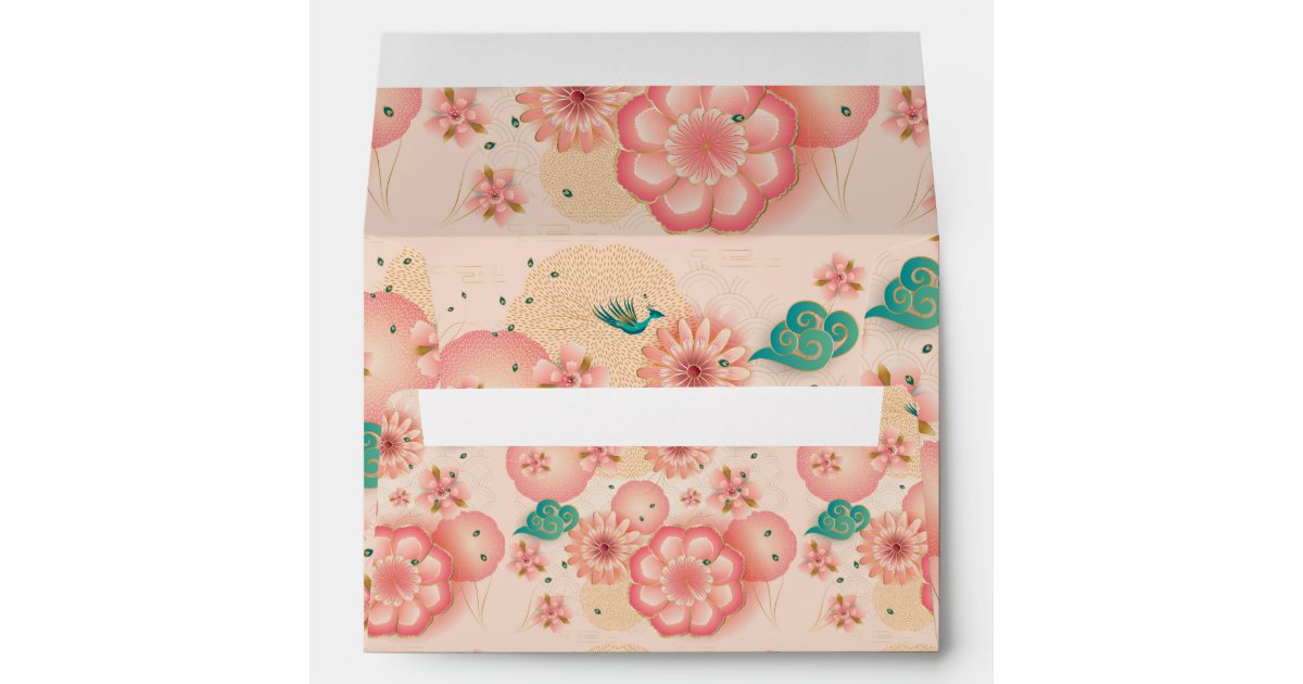 Elegant Floral Ornament, Spring Peach Garden Envelope | Zazzle