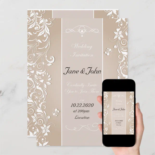 Elegant Floral Ornate Wedding Invitation | Zazzle