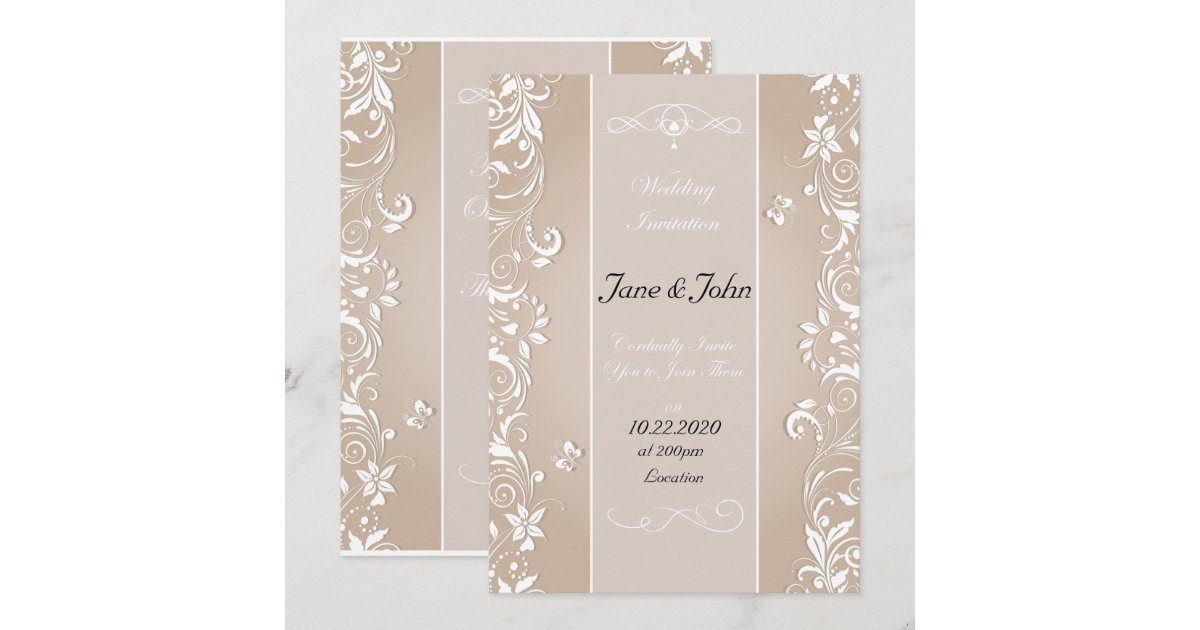 Elegant Floral Ornate Wedding Invitation | Zazzle