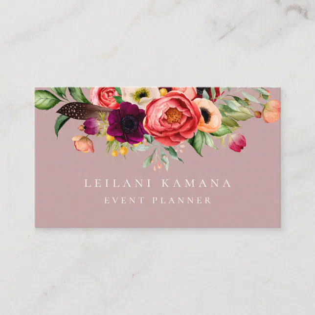Elegant Floral Pale Mauve Business Card | Zazzle