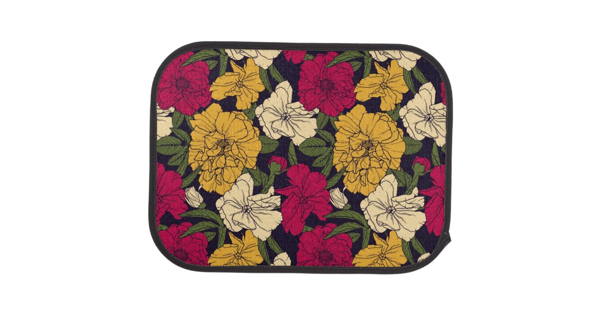 Elegant floral pattern car mat | Zazzle