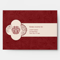Elegant Floral Pattern Chinese Wedding Invitation Envelope | Zazzle