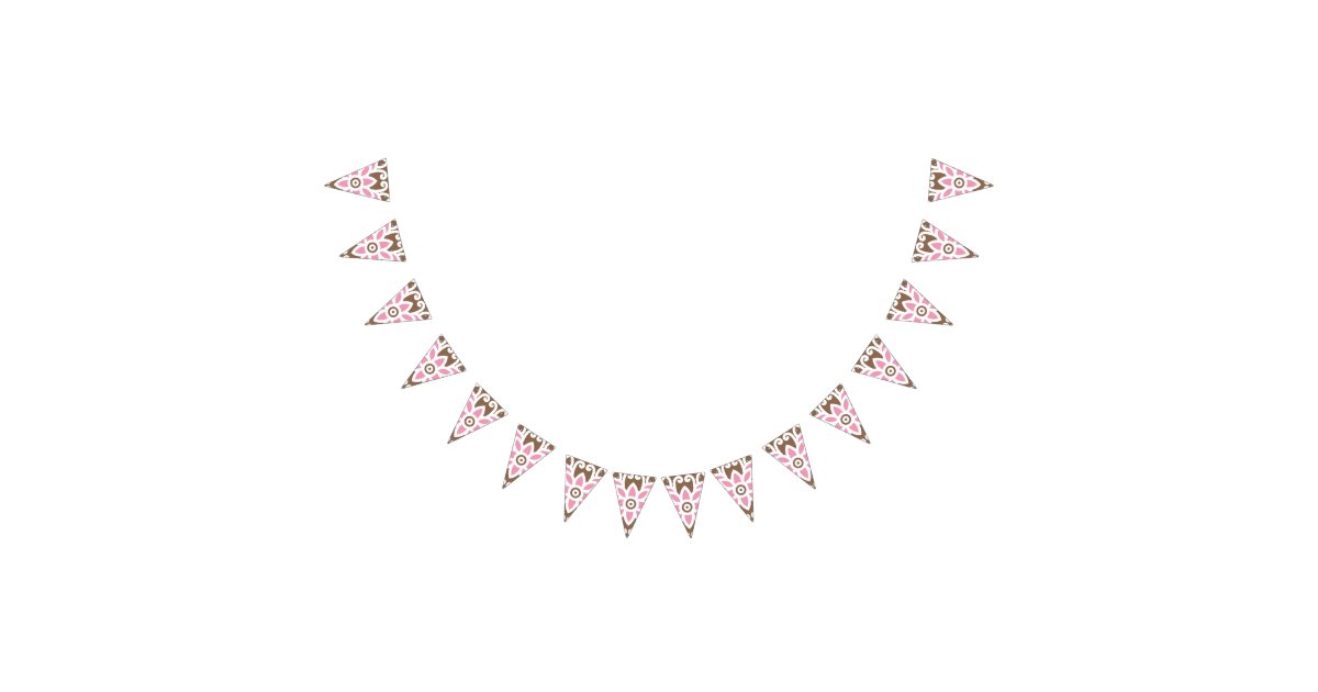 Elegant floral pattern in brown and pink hues set bunting flags | Zazzle