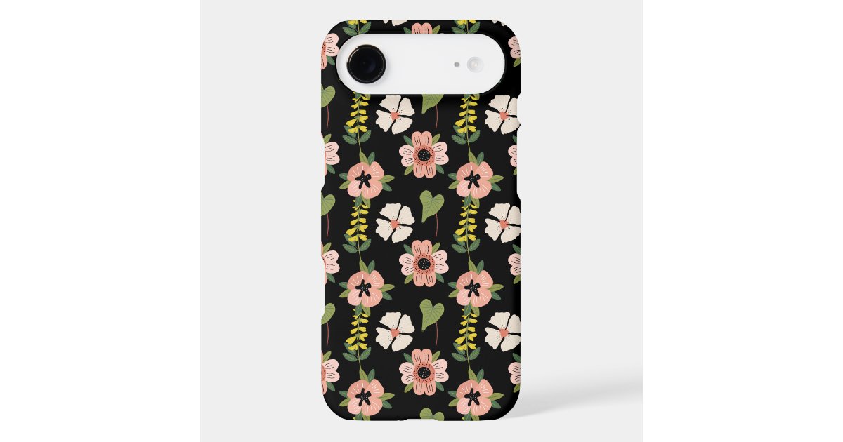 Elegant Floral Pattern on Black | Chic Botanical Case-Mate iPhone Case ...