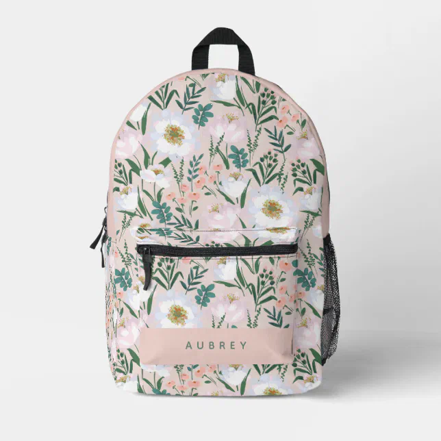 Elegant Floral Pattern Printed Backpack | Zazzle