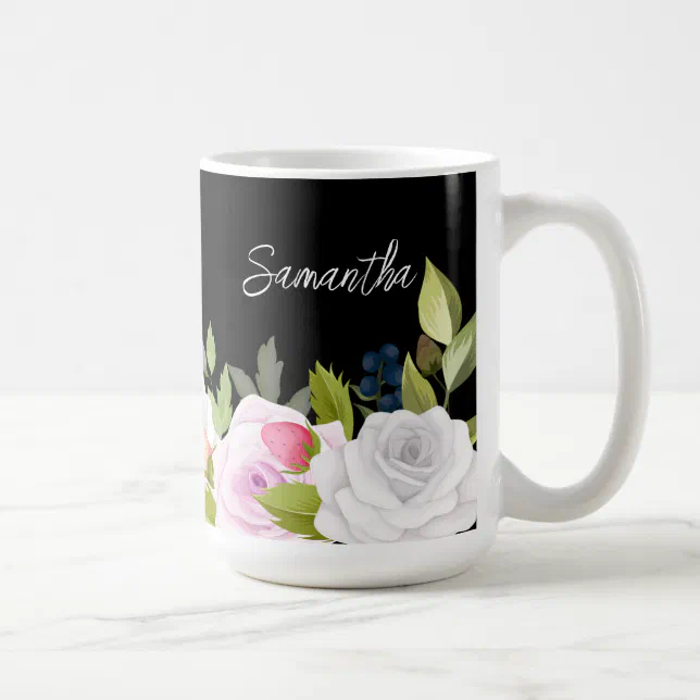 Elegant Floral Personalized Coffee Mug | Zazzle