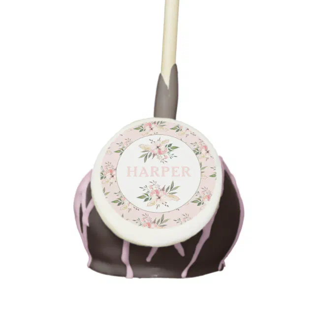 Elegant floral pink birthday stickers edible frost cake pops | Zazzle
