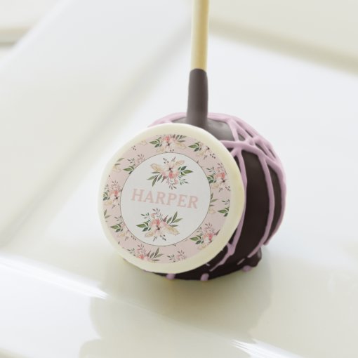 Elegant floral pink birthday stickers edible frost cake pops | Zazzle