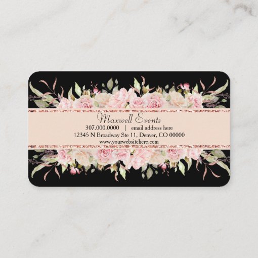 Elegant Floral Pink Roses Border Professional Business Card | Zazzle