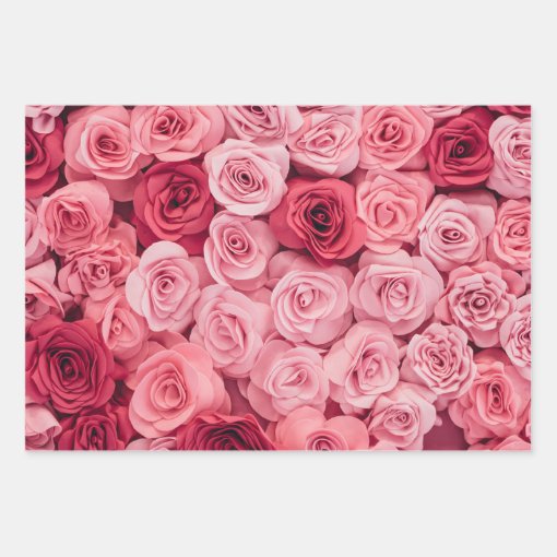 Elegant Floral Pink Roses Wrapping Paper Sheets | Zazzle