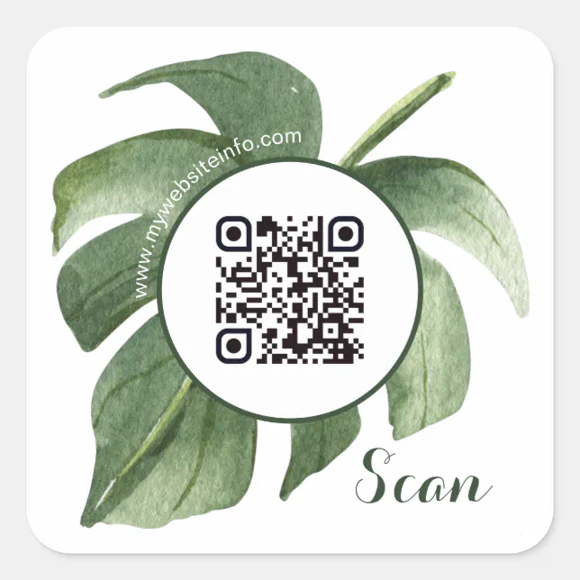 Elegant Floral QR Code Business Square Stickers | Zazzle