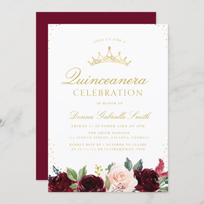 elegant floral Quinceanera invitation | Zazzle.com