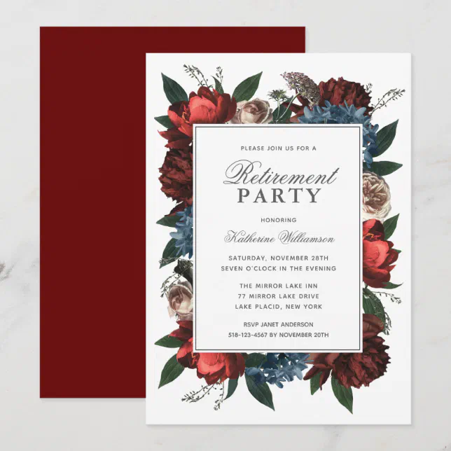 Elegant Floral Retirement Party Invitation | Zazzle