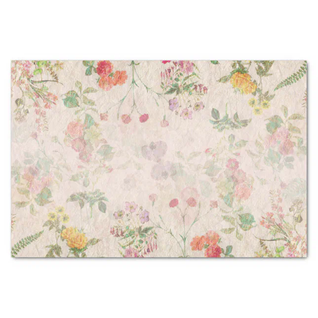 Elegant Floral Romantic Pink Wedding Wild Flower Tissue Paper | Zazzle