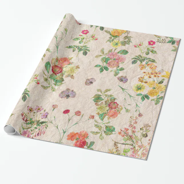 Elegant Floral Romantic Pink Wedding Wild Flower Wrapping Paper | Zazzle