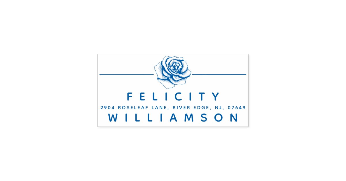 Elegant Floral Rose Blossom Flower Return Address Self-inking Stamp ...