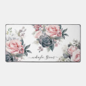 Elegant Floral Rose Custom Name Desk Mat | Zazzle