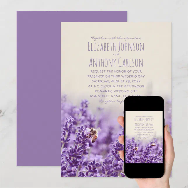 Elegant Floral Rustic Botanical Lavender Wedding Invitation | Zazzle
