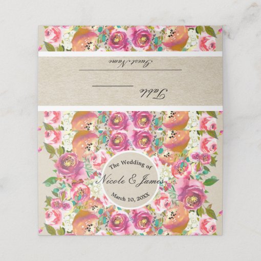 Elegant Floral Rustic Chic Kraft Table Seating Place Card | Zazzle