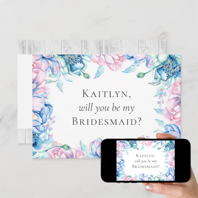 Elegant Floral Rustic Wood Bridal Party Proposal Invitation | Zazzle