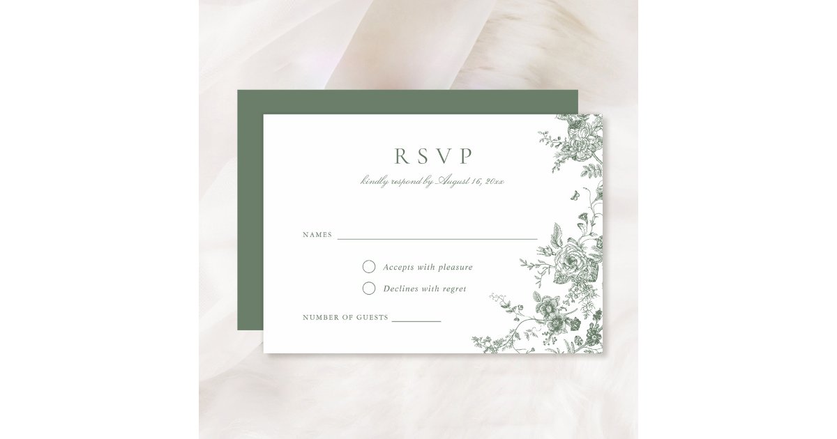 Elegant Floral Sage Green Botanical RSVP Card | Zazzle